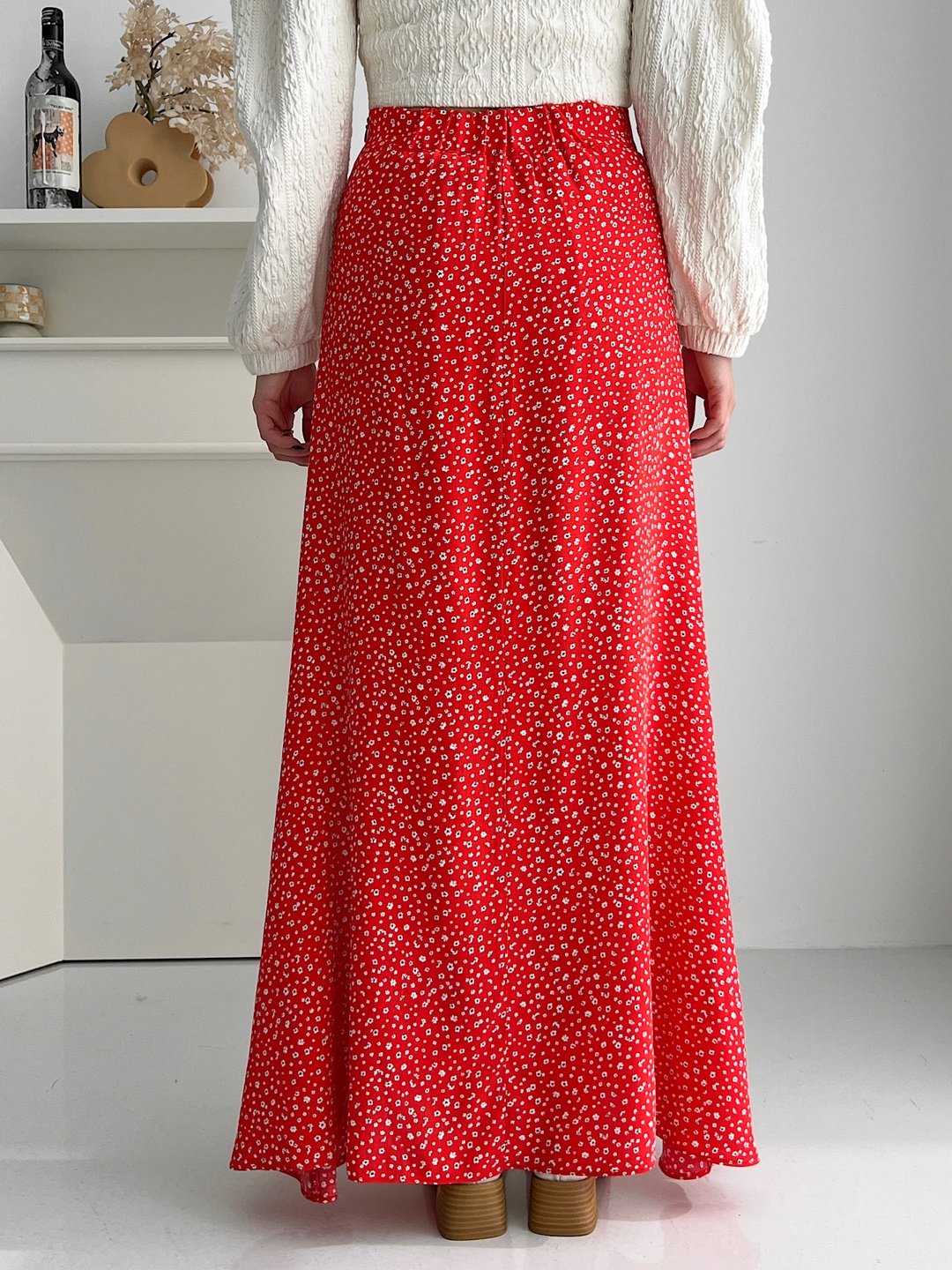 [[당일발송] 플라워 프린팅 머메이드 플레어 롱 스커트]